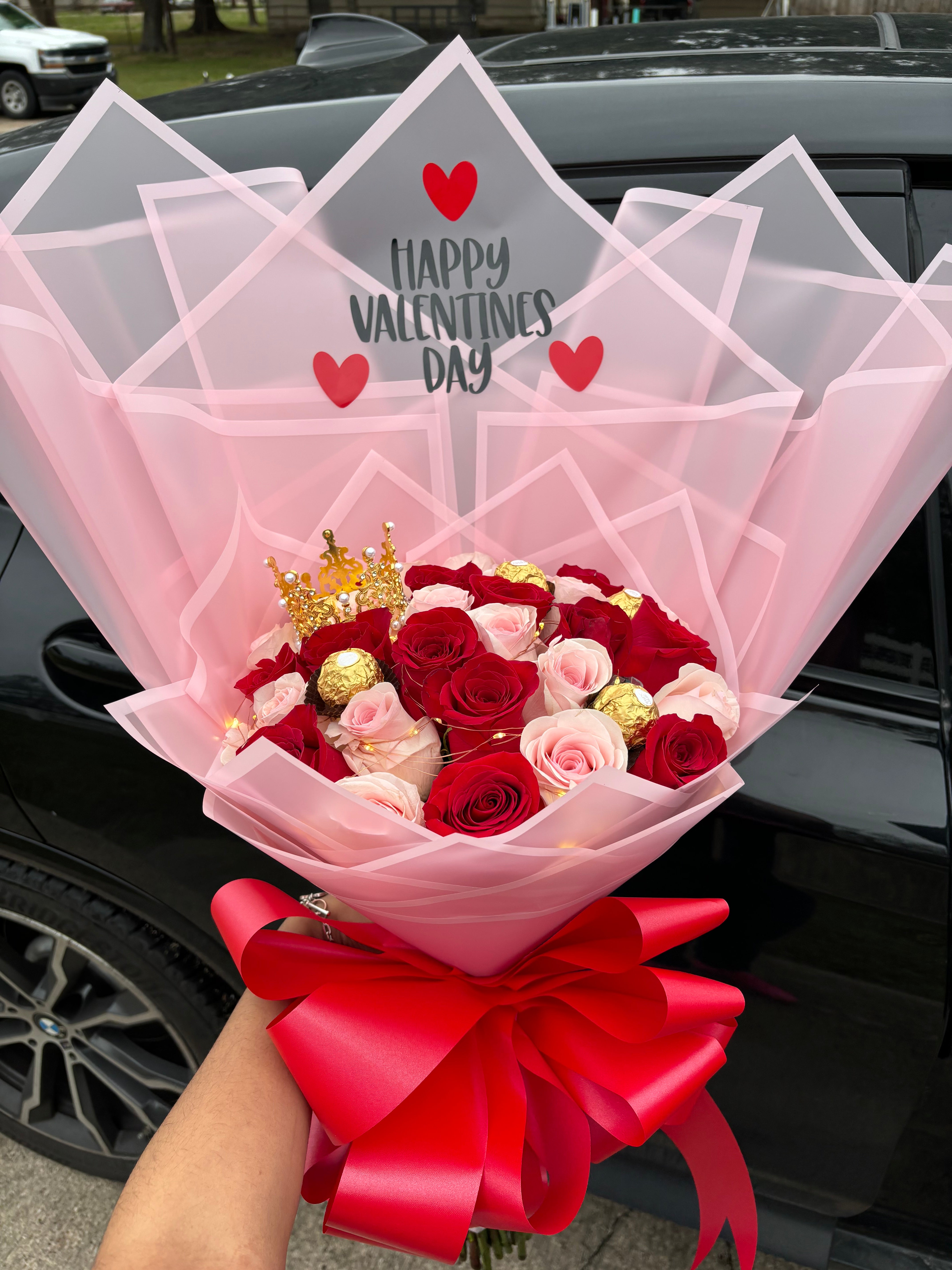 24 rose pink and red queen ️ – bouquetsbyrubyhtx