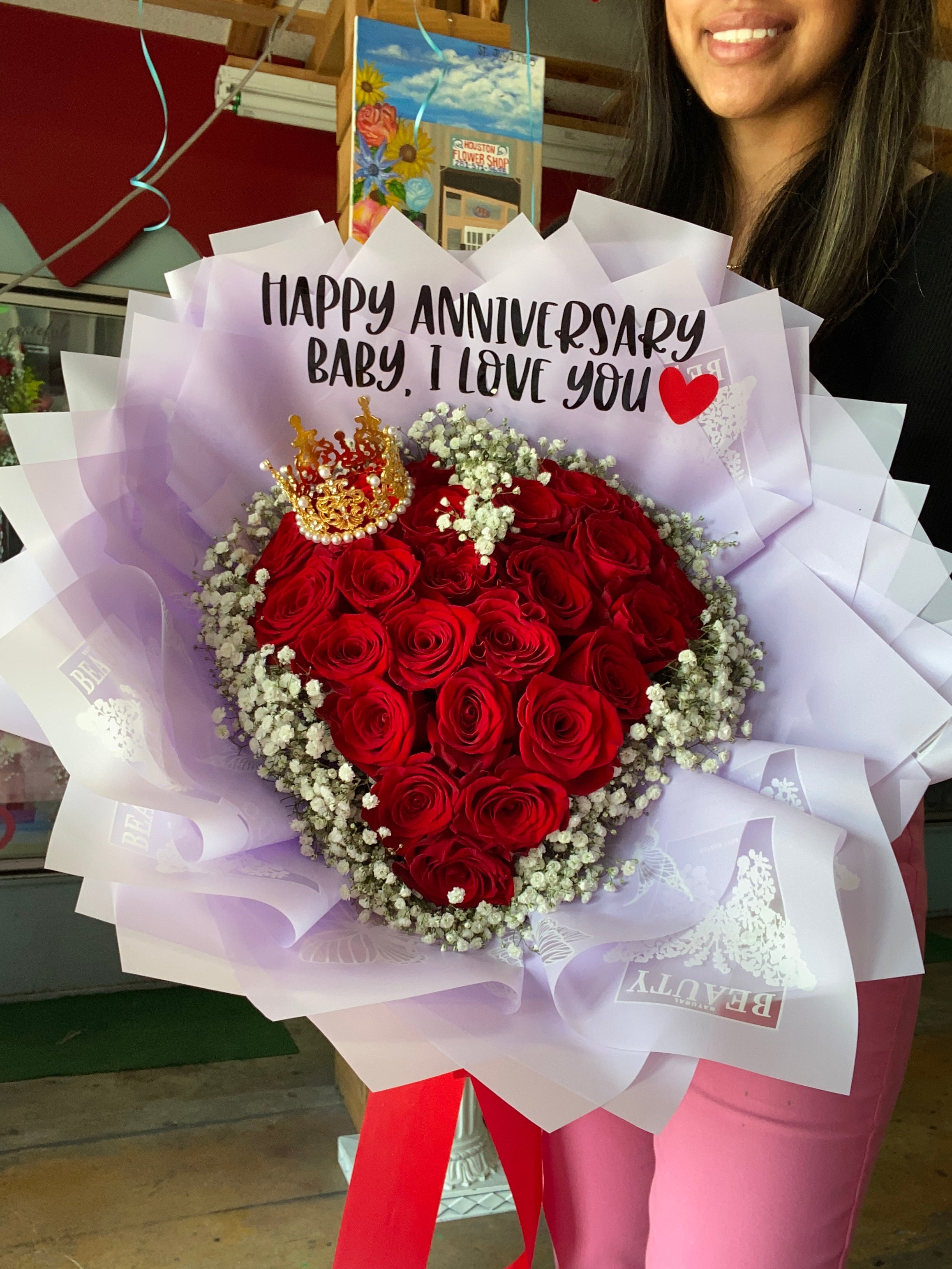 24 rose heart cloudy love – bouquetsbyrubyhtx